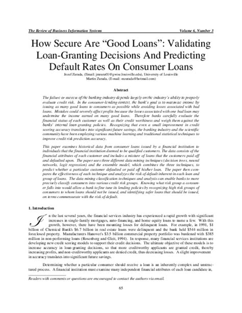 Pdf Data Mining Techniques In Predicting Default Rates On Customer Loans