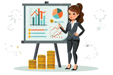 Business Woman Presenting Data Illustration Premium Ai Generated Vector