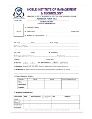 Nimt Application Form PDF Download AirSlate SignNow