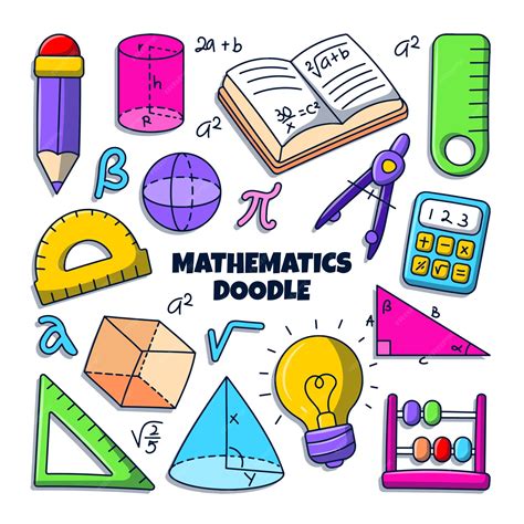 Premium Vector Mathematics Doodle Illustration With Colored Hand Drawn Style