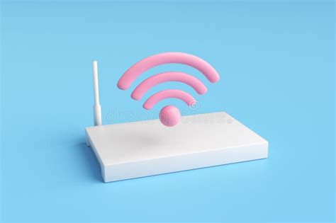 White Wifi Router Emitting Pink Wifi Signal On Blue Background Stock Illustration Illustration
