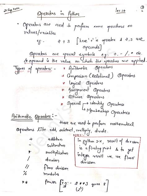 Arithmetic Operators In Python Pdf