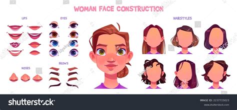 Woman Face Construction Set Avatar Generator Stock Vector Royalty Free