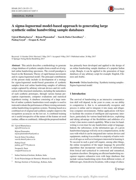 A Sigma Lognormal Model Based Approach To Generating Large Synthetic Online Handwriting Sample