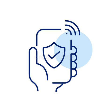 Smart Phone Shield Checkmark And Wi Fi Secure Internet Usage Personal Profile Verification