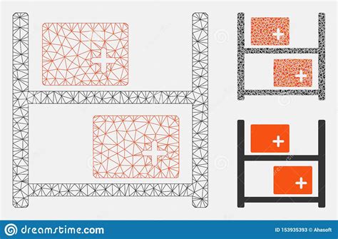 Medical Warehouse Vector Mesh Wire Frame Model And Triangle Mosaic Icon Stock Vector