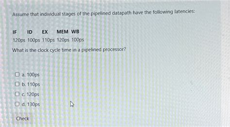 Solved Assume That Individual Stages Of The Pipelined Datapath Have The 1 Answer