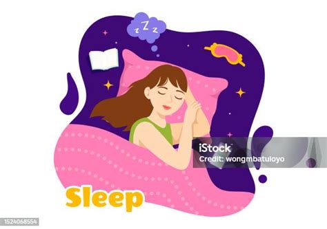 행복한 젊은이가 있는 수면 벡터 일러스트레이션은 빠르게 잠들고 의료 손으로 그린 배경 밤 템플릿에서 달콤한 꿈을 꾸고 있다 잠자기에 대한 스톡 벡터 아트 및 기타 이미지