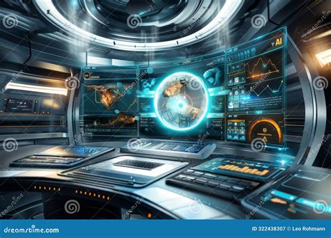 Advanced Command Center Monitoring Global Security With Visual Data Displays On Screens