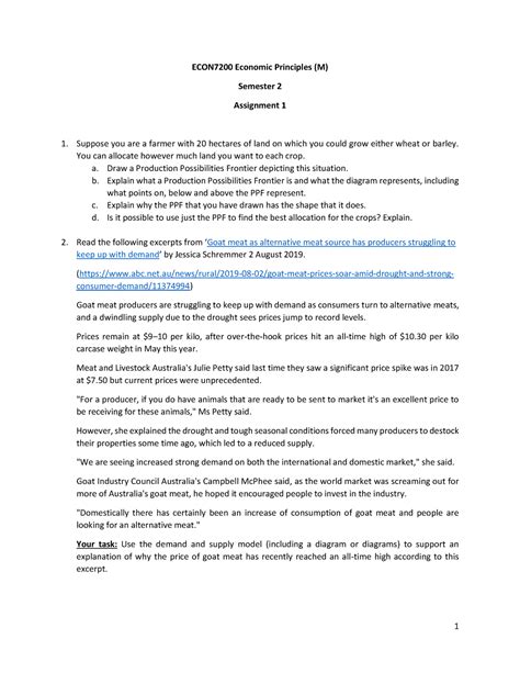 Assignment ECON M ECON Economic Principles M Semester Assignment