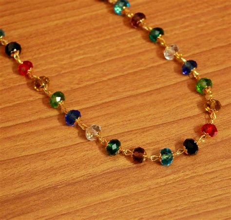 Multicolour Crystal Look Single Line Necklace Sanvi Jewels
