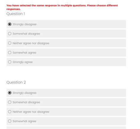 javascript to check for duplicate answers across 3 questions xm community