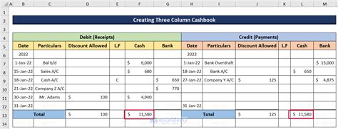 How To Create Three Column Cash Book In Excel Exceldemy