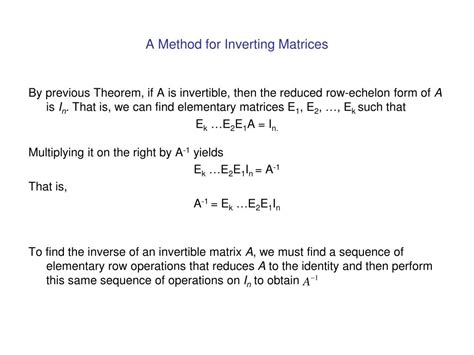 Ppt 1 5 Elementary Matrices And A Method For Finding Powerpoint Presentation Id 1711532