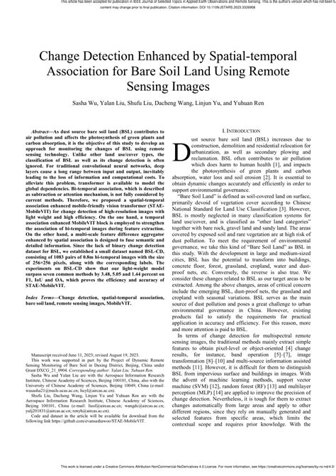 PDF Change Detection Enhanced By Spatial Temporal Association For Bare Soil Land Using Remote