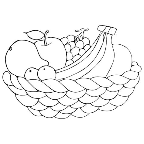아이들을위한 과일 바구니 색칠 공부 페이지 벡터 일러스트 레이 션 Eps 및 이미지 프리미엄 벡터