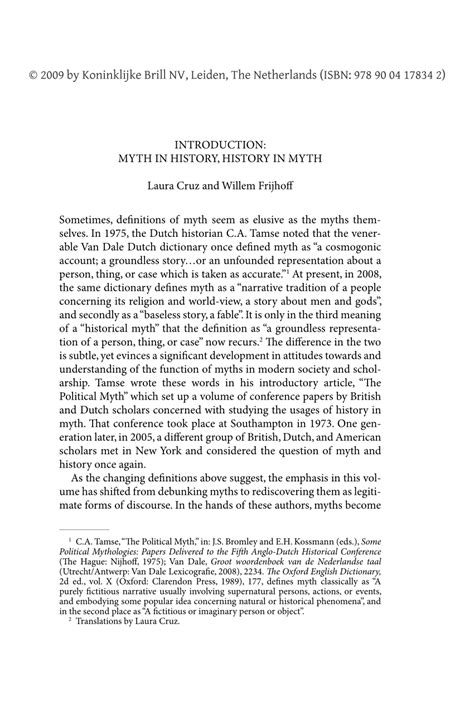 Pdf Introduction Myth In History History In Myth