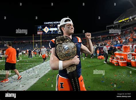 Illinois Quarterback Luke Altmyer Acknowledges Fans In The Stands After A Win Against South