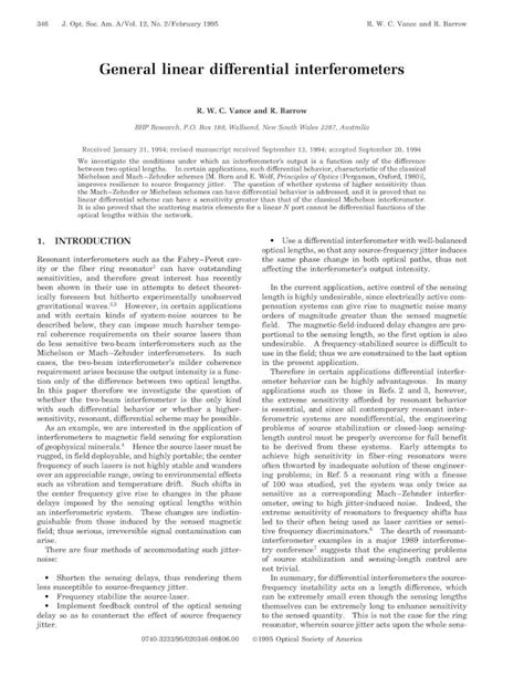 Pdf General Linear Differential Interferometers Dokumentips