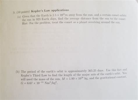 Solved Points Kepler S Law Applications Given That Chegg Com