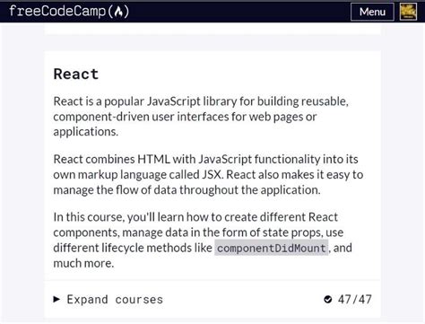 Finally Completed The React Tutorial In Freecodecamps Front End Development Libraries Course