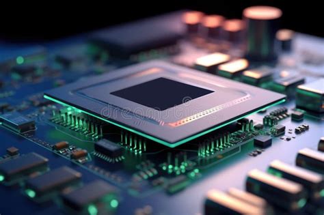 Computer Details Close Up View Of A Modern Gpu Card With Circuit Stock Illustration