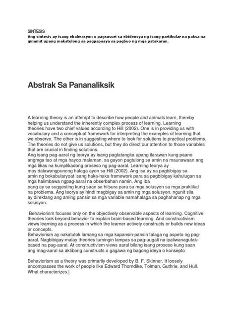 Fpl Docx Halimbawa Ng Akademikong Pagsulat Abstrak Ang Pag Aaral Na Hot Sex Picture