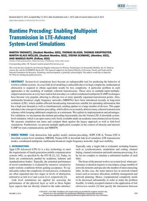Pdf Runtime Precoding Enabling Multipoint Transmission In Lte