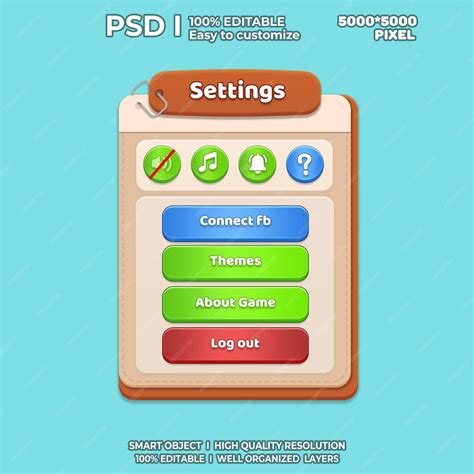 premium psd setting screen ui 2d game ui user interface casual game