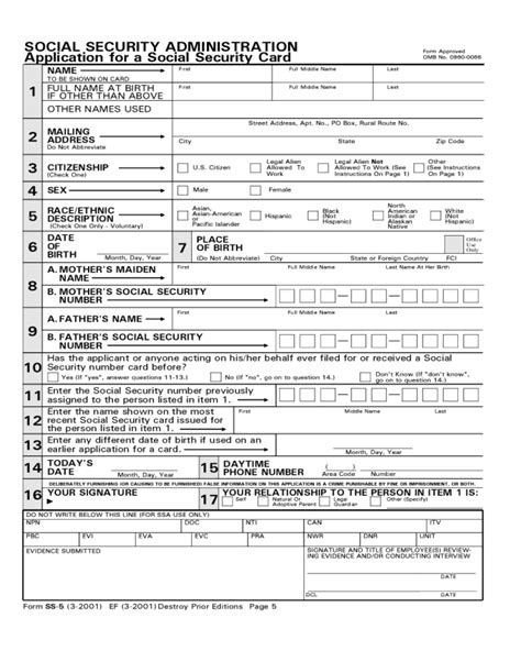 Social Security Application Form Printable Printable Forms Free Online