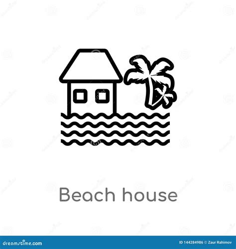 Outline Beach House Vector Icon Isolated Black Simple Line Element Illustration From Holidays