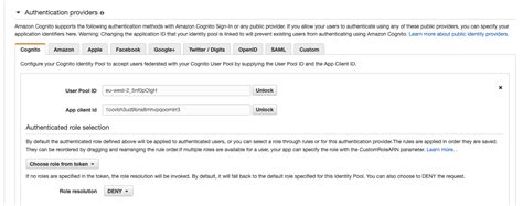 Amazon Web Services Set Cognito Identity Pool Providers Role
