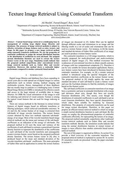 Pdf Texture Image Retrieval Using Contourlet Transform