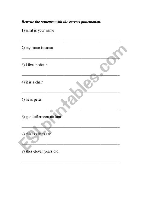 Rewrite The Sentence With The Correct Punctuation Esl Worksheet By Ching