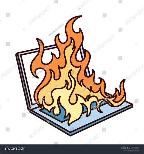 Computer On Fire Over Royalty Free Licensable Stock Illustrations Drawings Shutterstock