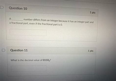 Solved D Question 10 1 Pts A Number Differs From An Integer