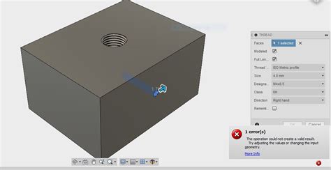 threaded hole feature problem autodesk community