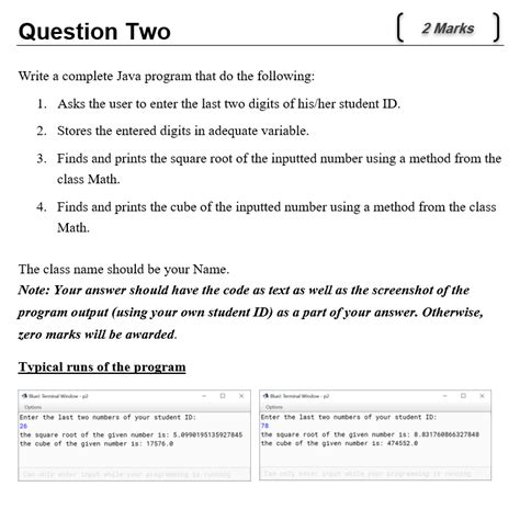 Solved Question Two 2 Marks Write A Complete Java