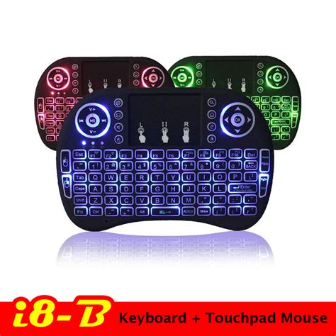 I8 B Mini Wireless Keyboard Rechargable Backlit Mini Keyboard With Touchpad Mouse For Android