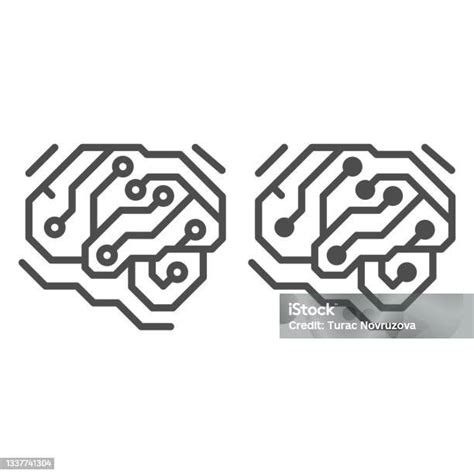 브레인 라인과 솔리드 아이콘의 형태로 아날로그 회로의 조각 전자 개념 흰색 배경에 Pcb 벡터 기호 모바일 개념 및 웹 디자인을위한 개요 스타일 아이콘 벡터 그래픽 로고에