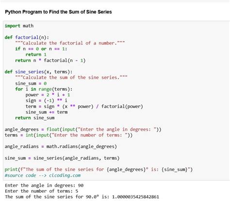Day 56 Python Program To Find Sum Of Sine Series Python Coding