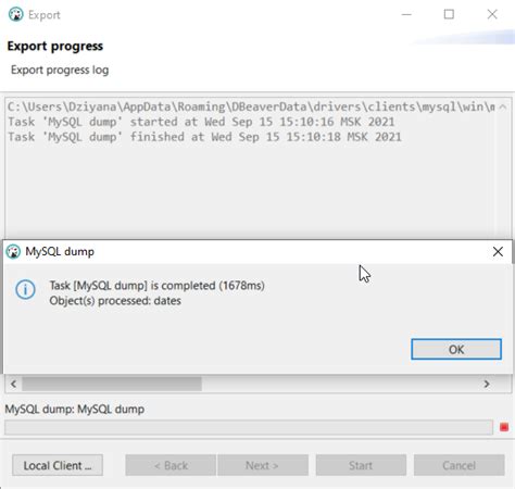 Mysqldump Window Cant Be Closed After Succesfull Db Dump Via Ssh
