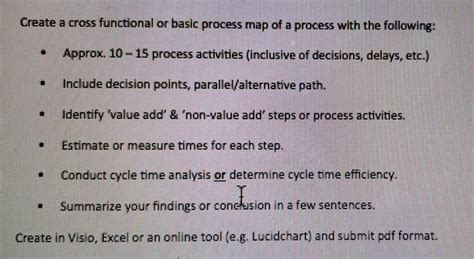 Solved Create A Cross Functional Or Basic Process Map Of A