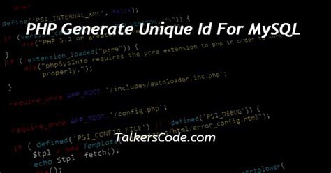 Php Generate Unique Id For Mysql
