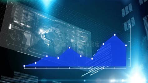 Financial Data Chart Animation Over Digital World Map And Futuristic