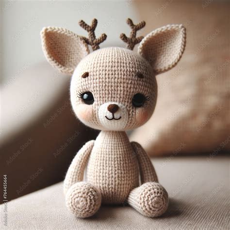 사슴인형 사슴뜨개인형 뜨개질로만든 사슴인형 귀여운 사슴인형 Photos Adobe Stock