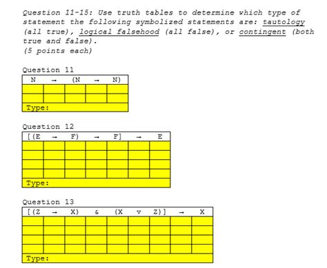 Question 11 15 Use Truth Tables To Determine Which Chegg Com