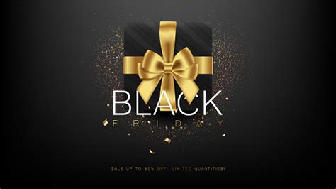 블랙 프라이데이 세일 골드 반짝이 배경에 선물 상자 맨 위 보기 벡터 그림입니다 인사장에 대한 스톡 벡터 아트 및 기타 이미지