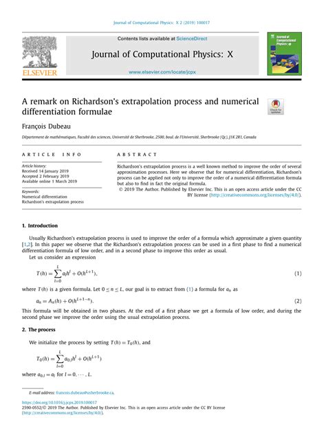 Pdf A Remark On Richardsons Extrapolation Process And Numerical