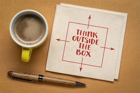 Think Outside The Box Inspirational Concept Handwriting On A Napkin Business Education And